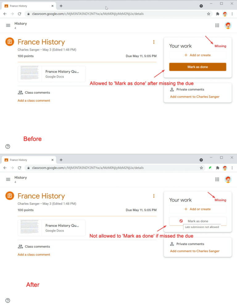 Stop Students from Late Assignments in Google Classroom