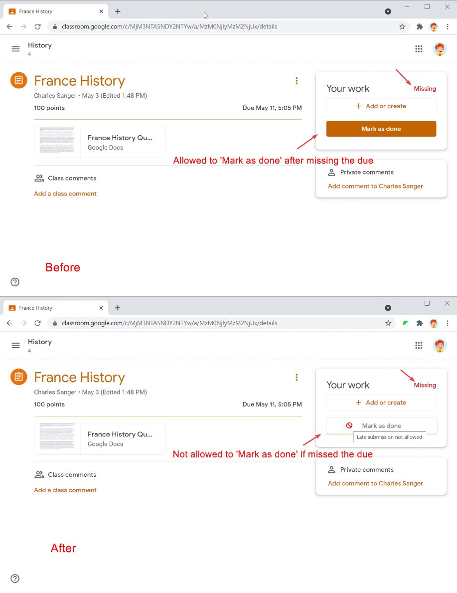 Stop Students from Late Assignments in Google Classroom
