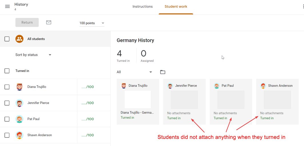 Disable student turning in empty assignments in GoogleClass