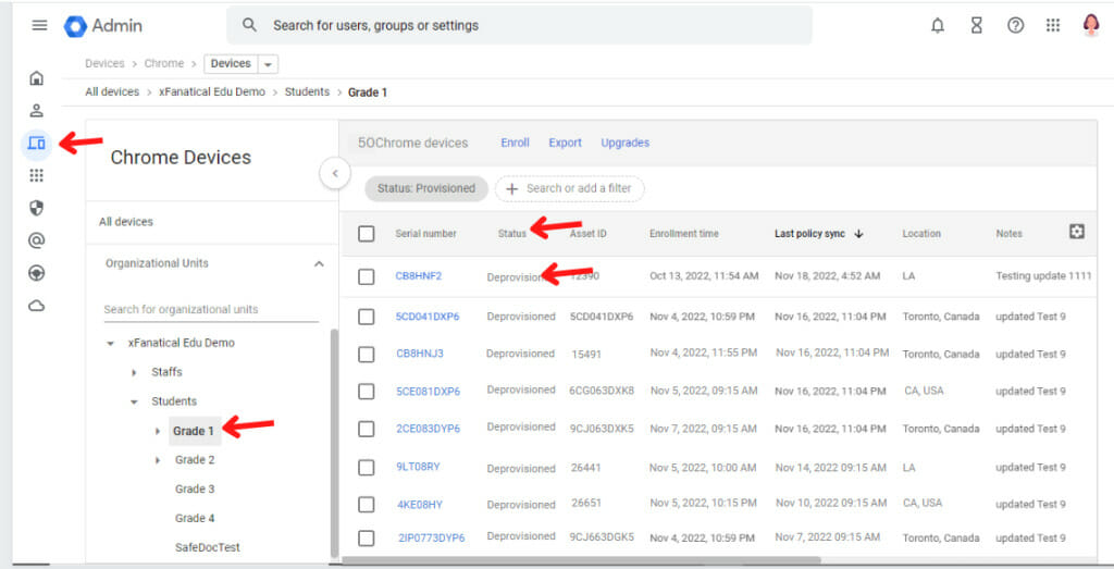 Bulk deprovision Chrome devices in Google Workspace