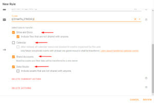 Bulk data transfer between users in Google Workspace