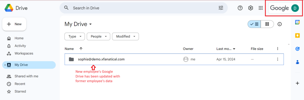 Bulk data transfer between users in Google Workspace
