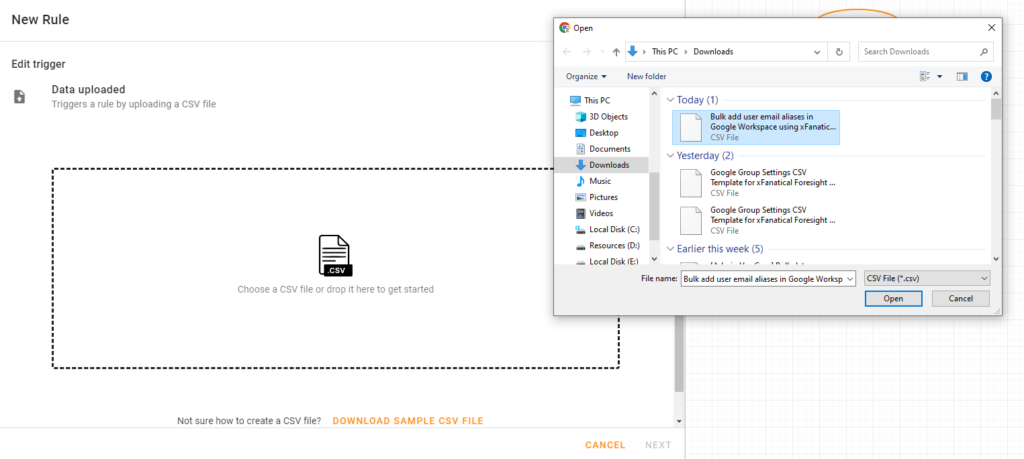 Bulk add email aliases to user accounts - xFanatical