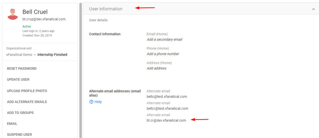 Bulk add email aliases to user accounts - xFanatical