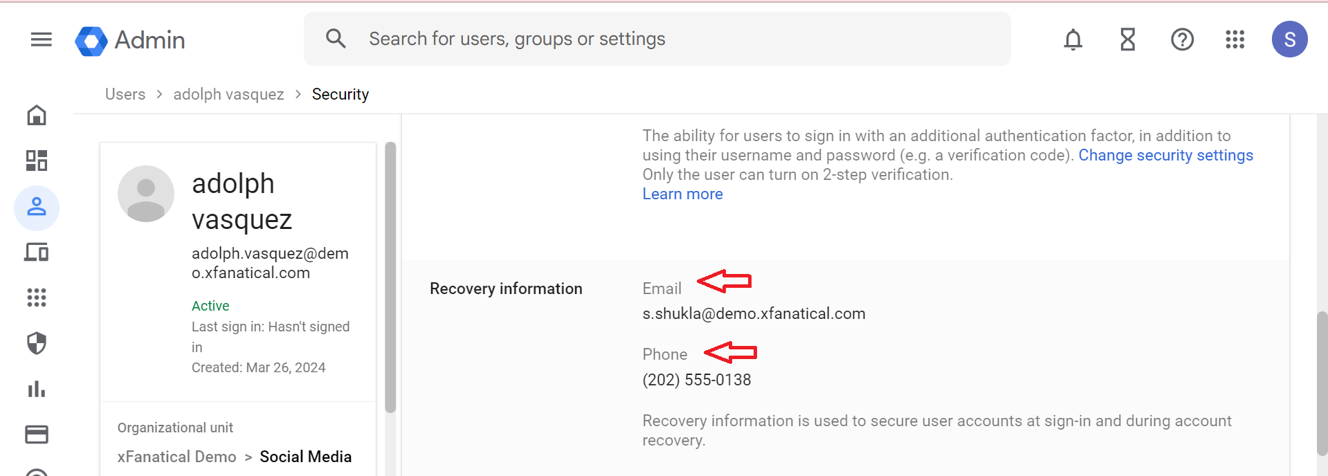 Bulk Delete User Recovery Number or Email in Google Workspace