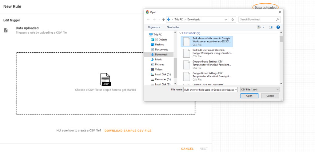 How to bulk show and hide users in Google Workspace