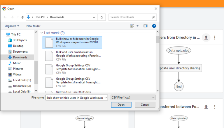 How to bulk show and hide users in Google Workspace