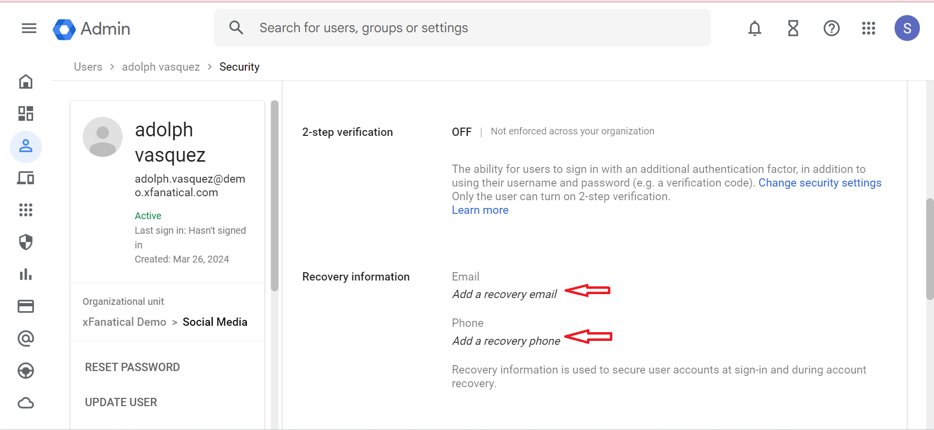 Bulk Delete User Recovery Number or Email in Google Workspace