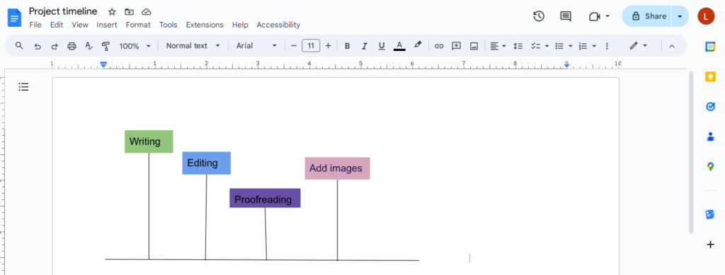 Making of a timeline in Google Docs and Google Sheets |xFanatical